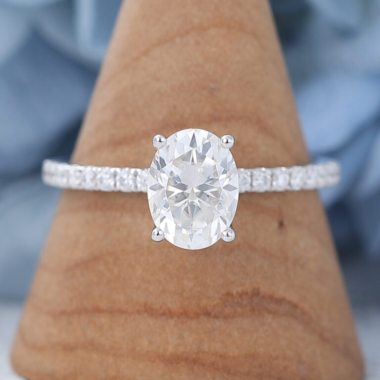 14k Gold Vintage Moissanite Engagement Ring - AmandaFineJewelry