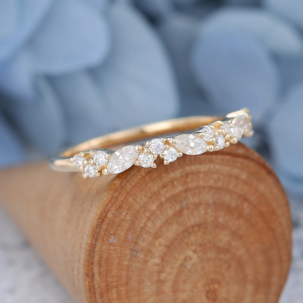 White Gold Moissanite Wedding Band - Amandafinejewelry