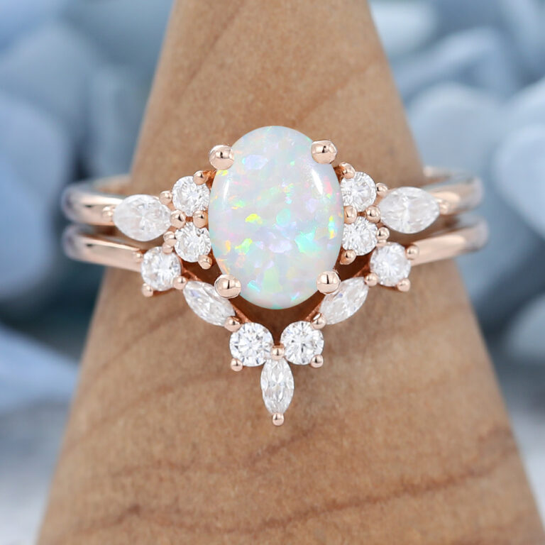 Pear Shaped Morganite Engagement Ring Set Rose Gold Bridal Anniversary ...