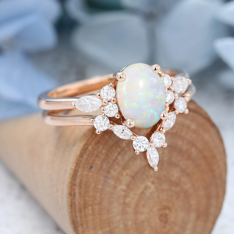 Pear Shaped Morganite Engagement Ring Set Rose Gold Bridal Anniversary ...
