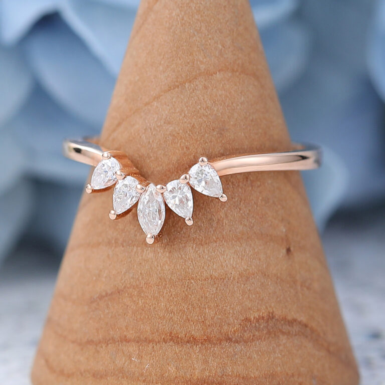 14K Gold 2pcs Curved Stackable Wedding Bands - AmandaFineJewelry