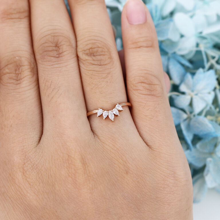 Rose Gold Moissanite Wedding Rings Round Moissanite Engagement Ring Vintage | AmandaFineJewelry